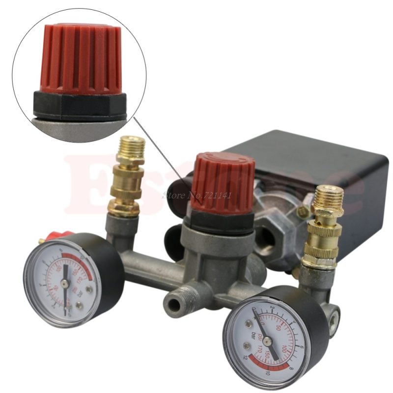 Heavy Duty Air Compressor Pump Pressure Regulator Switch Gauge Valve ...