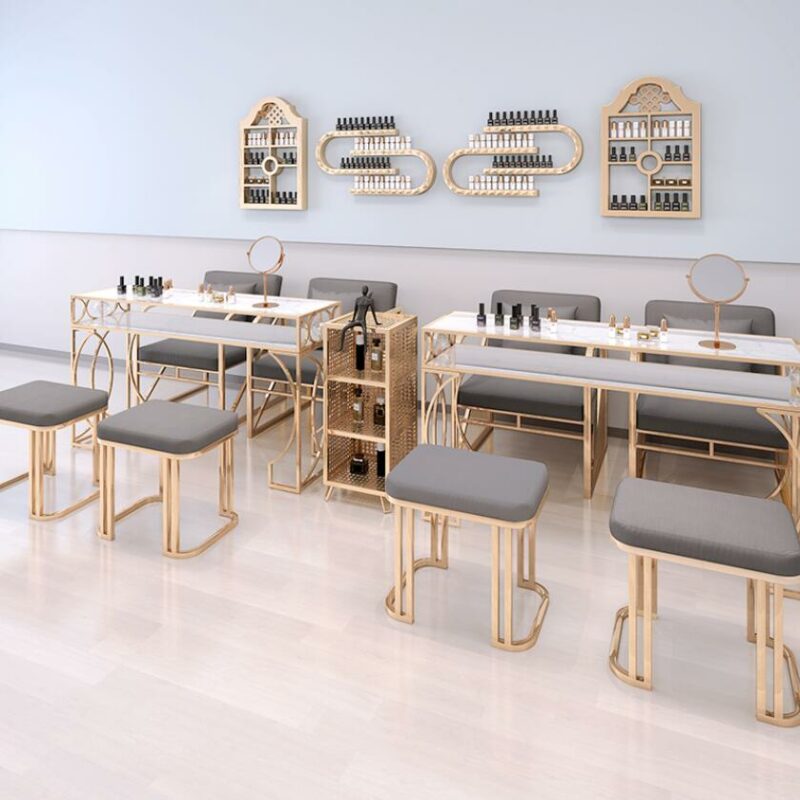 Luxury Marble Manicure Table And Chair Set With Iron Art Design › Free ...
